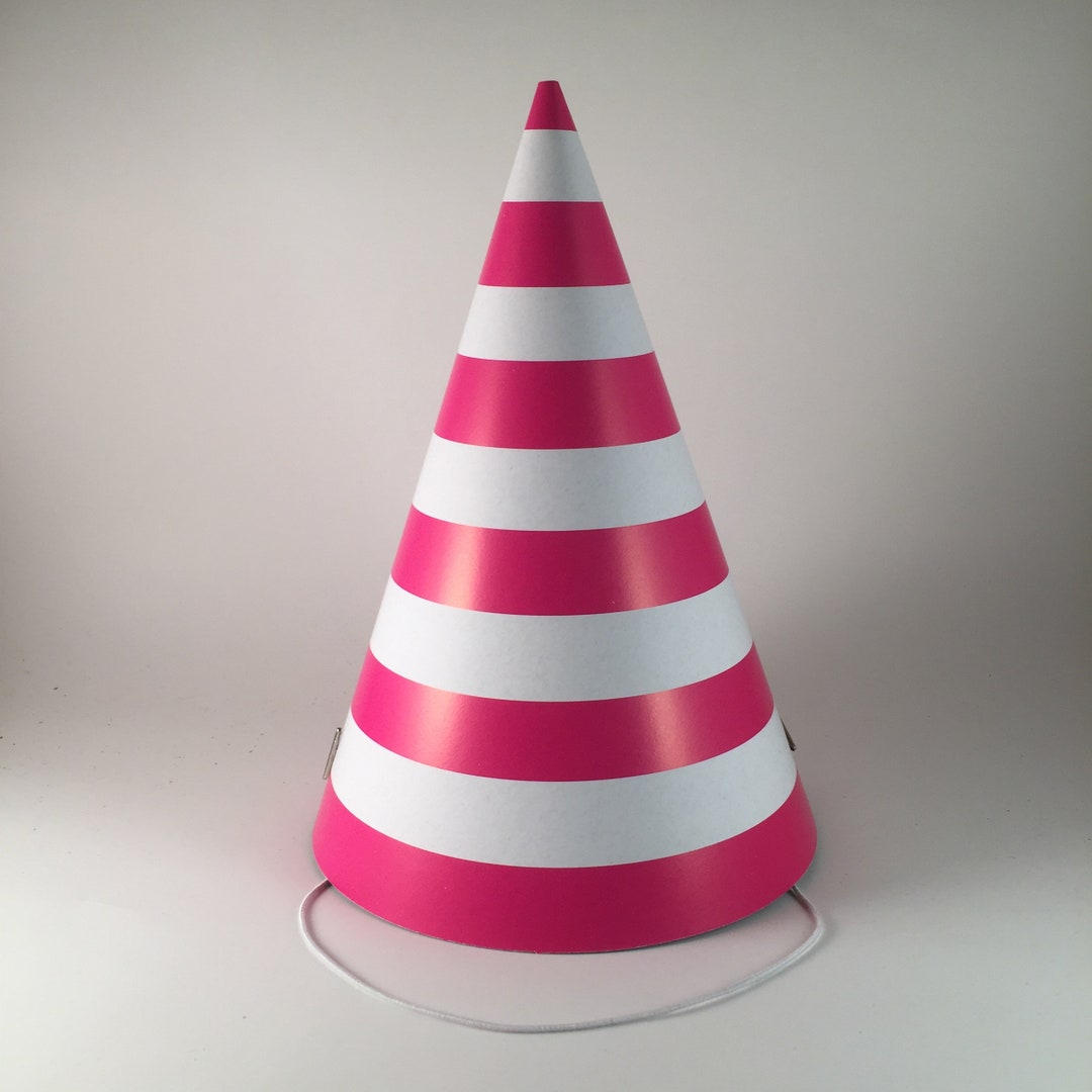 10 Party Hats Pink Stripes Set of Ten Paper Cone Hat Stripe Pattern ...
