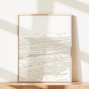 Beach Sunset Print Coastal Printable Wall Art Seaside Poster Beach Line ...