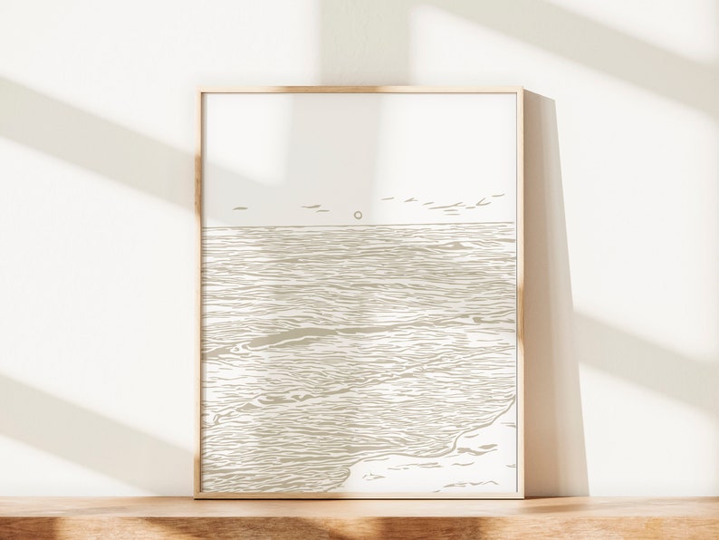 Beach Sunset Print Coastal Printable Wall Art Seaside Poster Beach Line ...