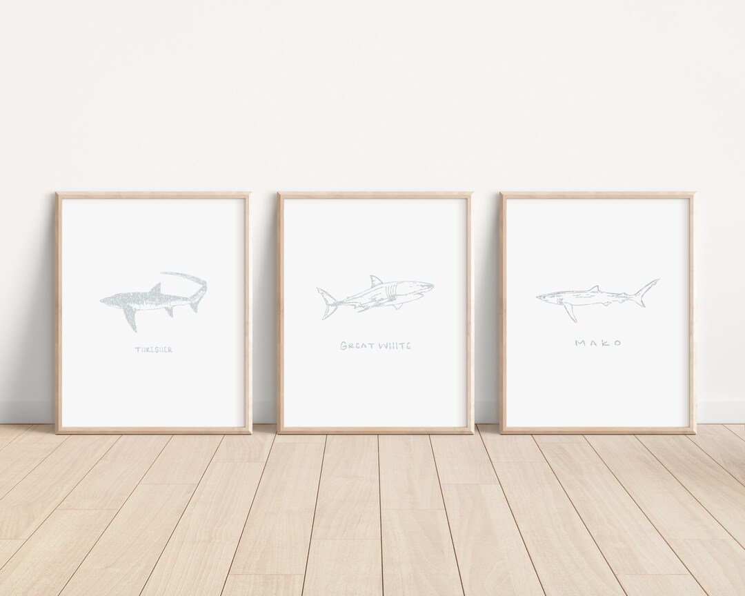 Shark Nursery Prints, PRINTABLE Shark Poster, Ocean Themed Nursery ...