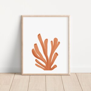 Orange Coral Print, PRINTABLE Coral Art, Beach Nursery Decor, Sea Coral ...