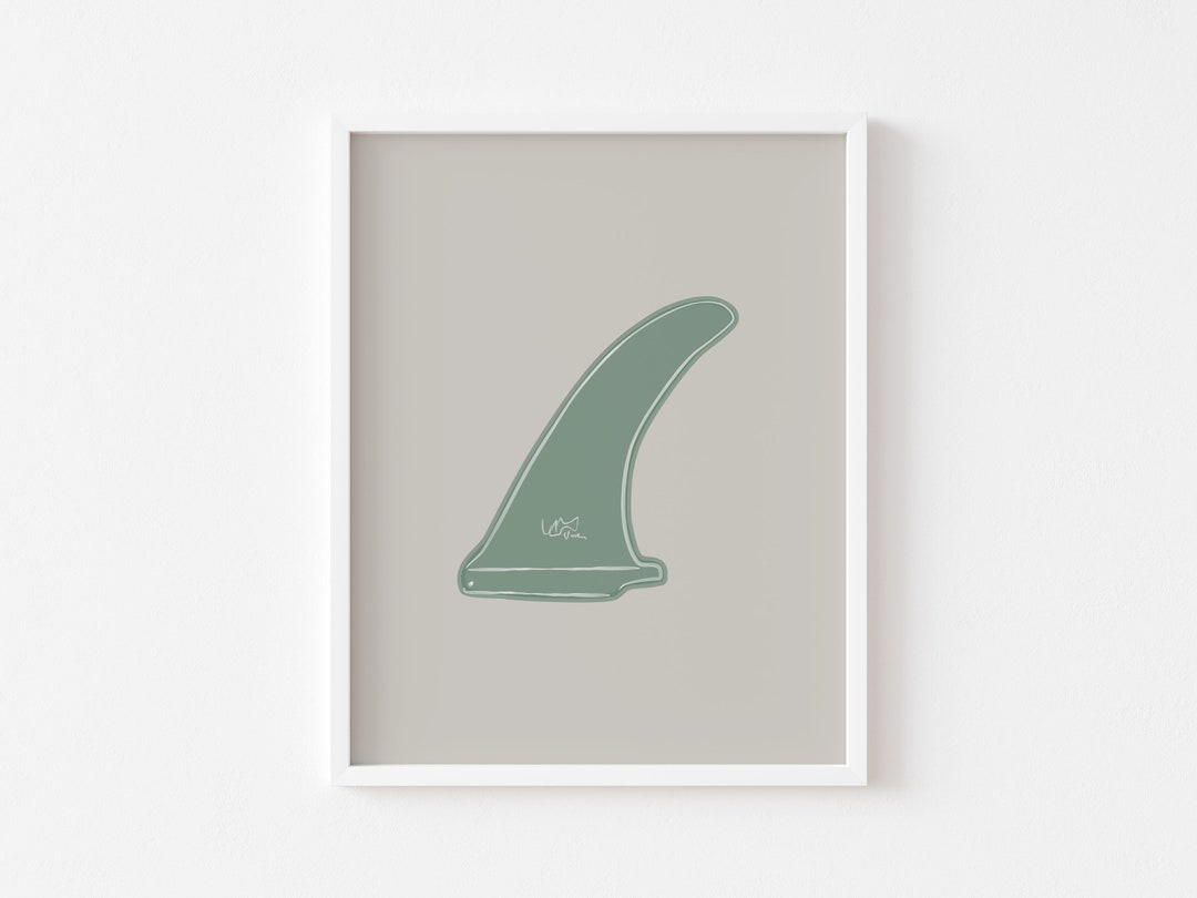 Longboard Fin Nursery Print, Vintage Surfboard Fin Art, Green Surfboard ...