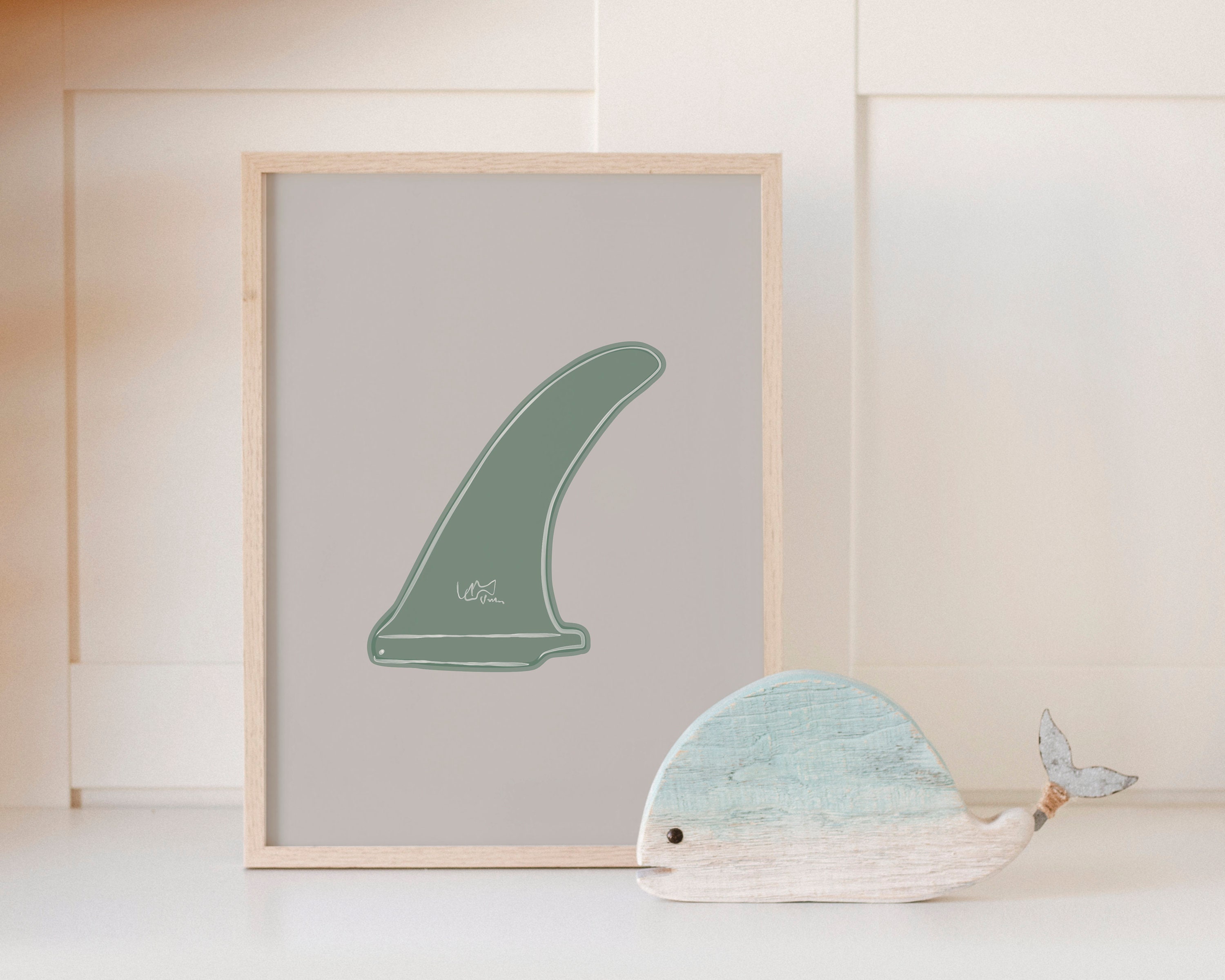 Longboard Fin Nursery Print, Vintage Surfboard Fin Art, Green Surfboard ...