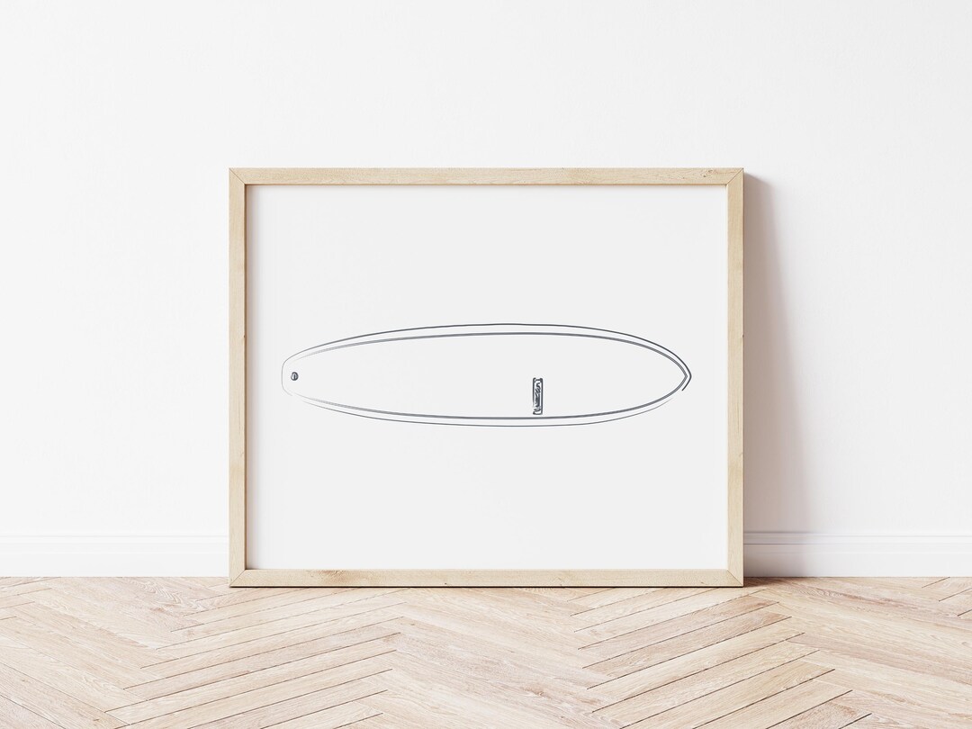 Navy Surfboard Print, PRINTABLE Watercolor Surfboard Art, Surfer Decor ...
