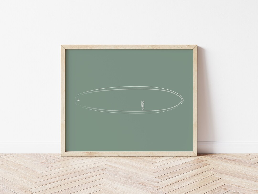 Green Surfboard Print, Surfer Decor, Coastal Decor, Printable ...