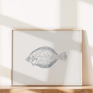 Flounder Print, PRINTABLE Fish Art, Fisherman’s Wall Art, Coastal Home ...