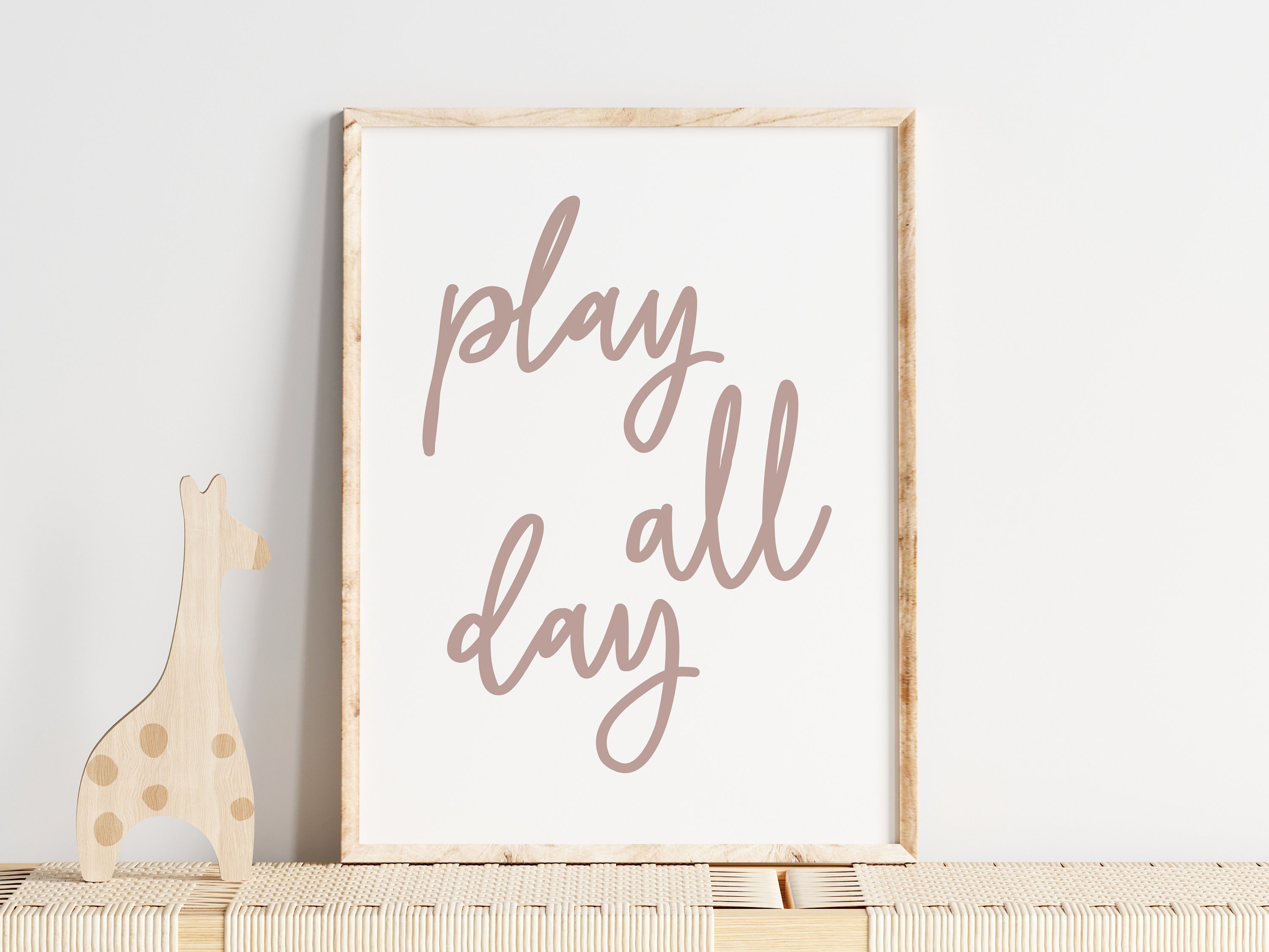 Play All Day Print, Playroom Wall Art, Girls Room Print, Pink Play All ...