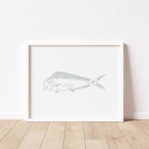 Mahi Mahi Wall Art, Gifts for Dad, Watercolor Line Art, Gifts for ...