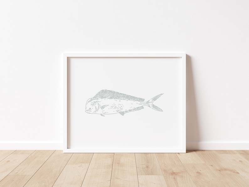 Mahi Mahi Wall Art, Gifts for Dad, Watercolor Line Art, Gifts for ...
