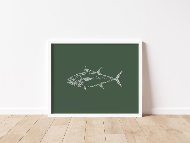 Tuna Wall Art, Tuna Fish Print, Gift for Fishermen, Printable Bluefin ...