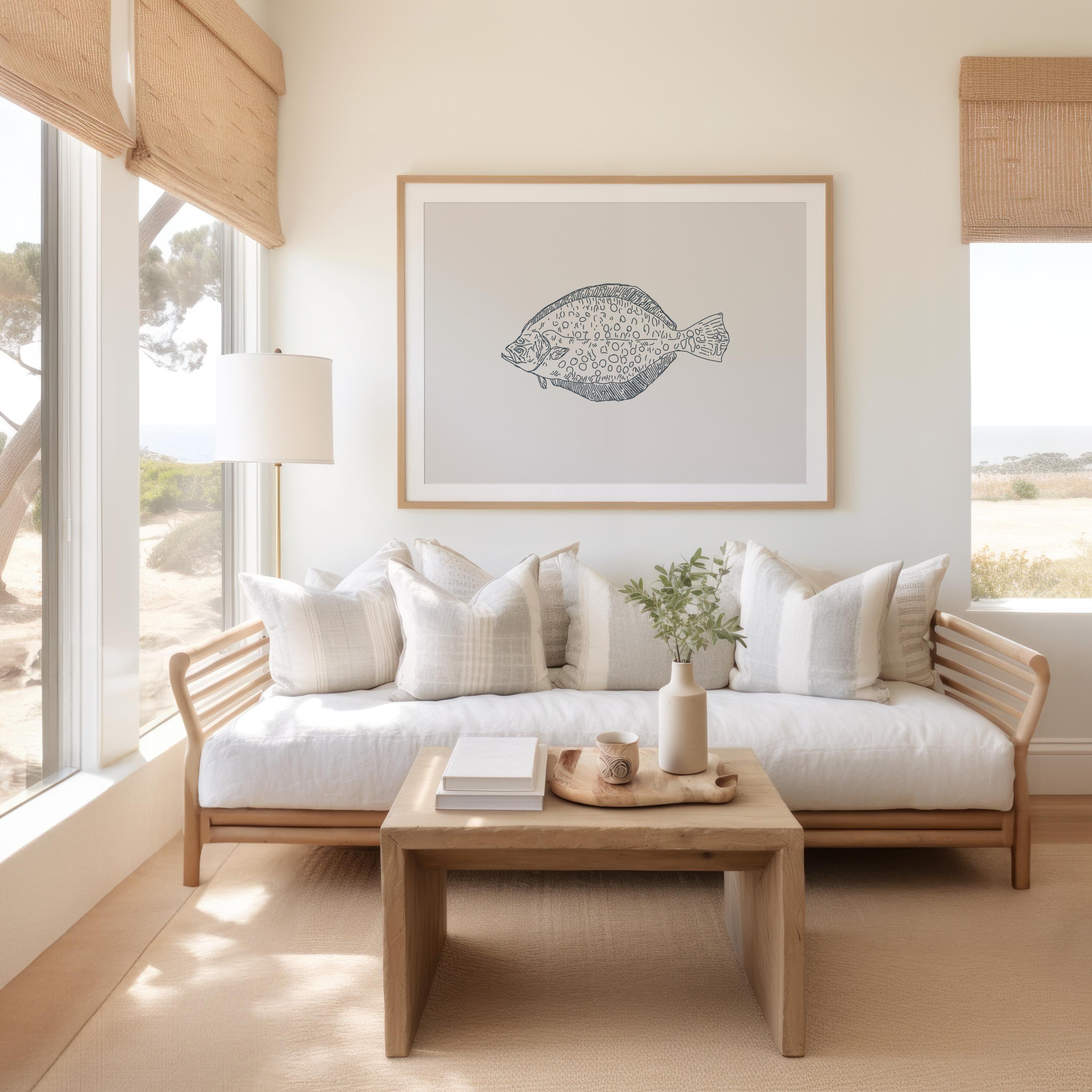 Flounder Print, PRINTABLE Fish Art, Fisherman’s Wall Art, Coastal Home ...