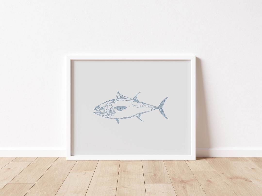 Tuna Wall Art, Tuna Fish Print, Gift for Fishermen, Printable Bluefin ...