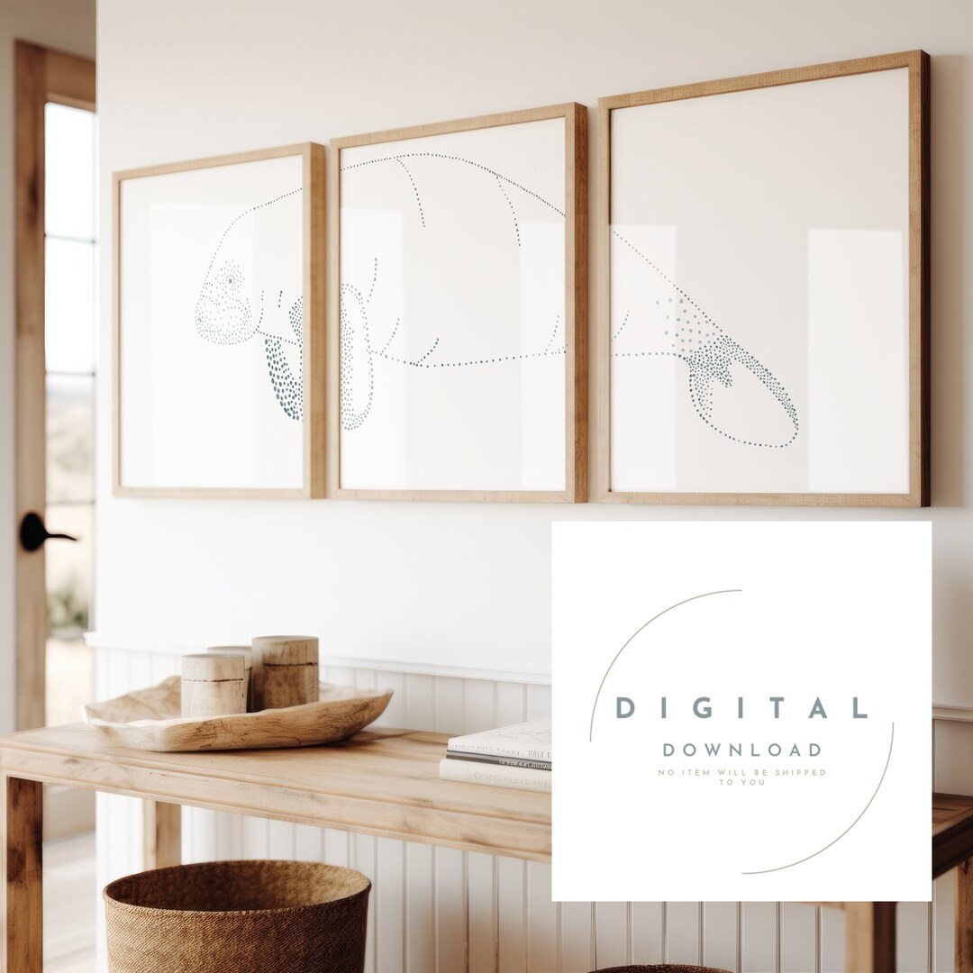 Florida Manatee Printable Wall Art Modern Coastal Manatee Prints ...