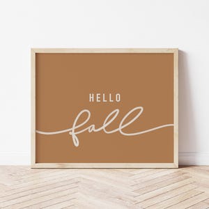 Hello Fall Print, PRINTABLE Fall Wall Art, Farmhouse Fall Decor, Autumn ...