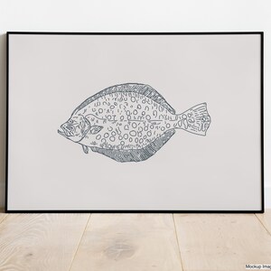 Flounder Print, PRINTABLE Fish Art, Fisherman’s Wall Art, Coastal Home ...