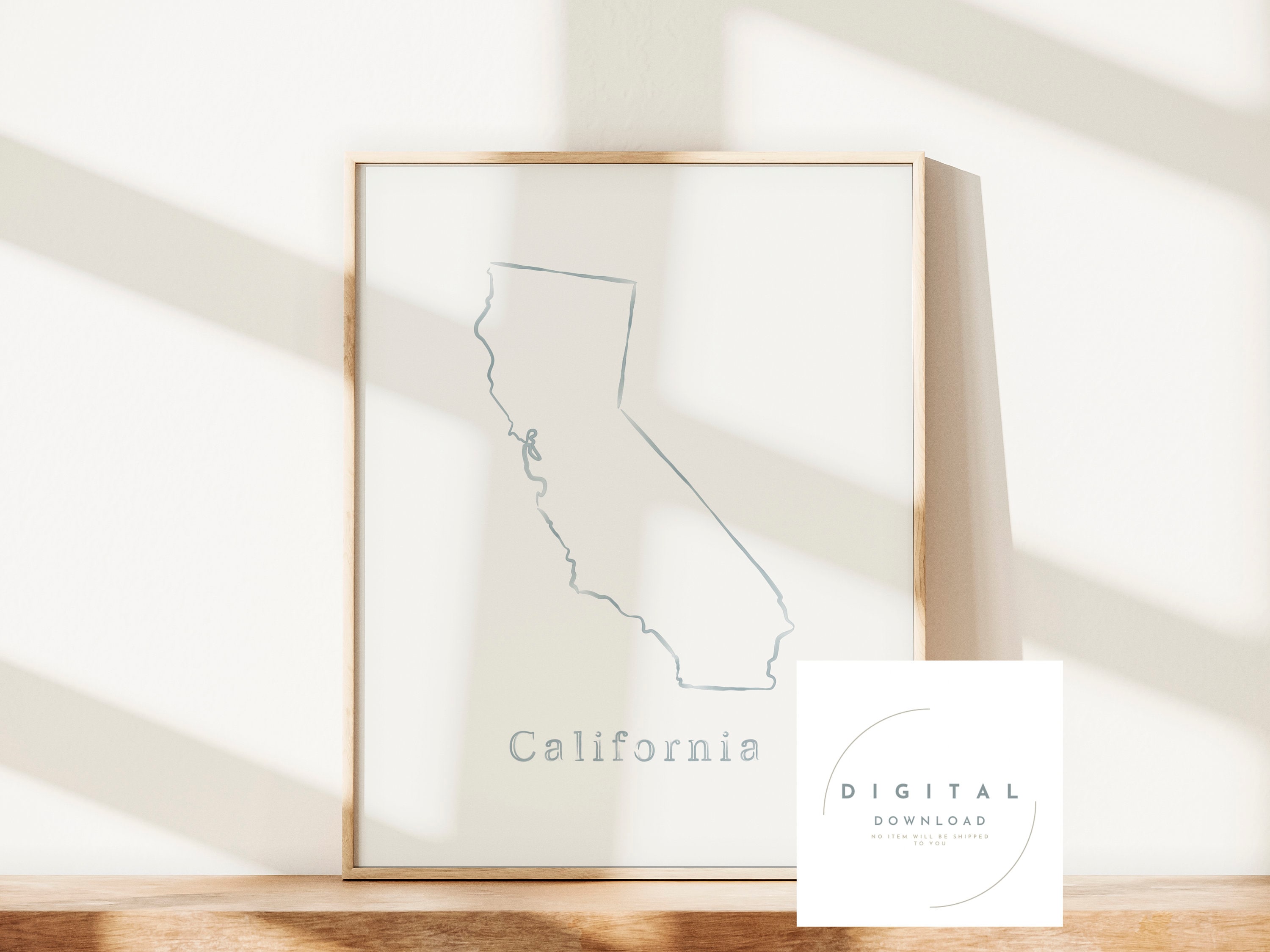 California Printable State Map, Cali Outline Print, Home State Wall Art ...