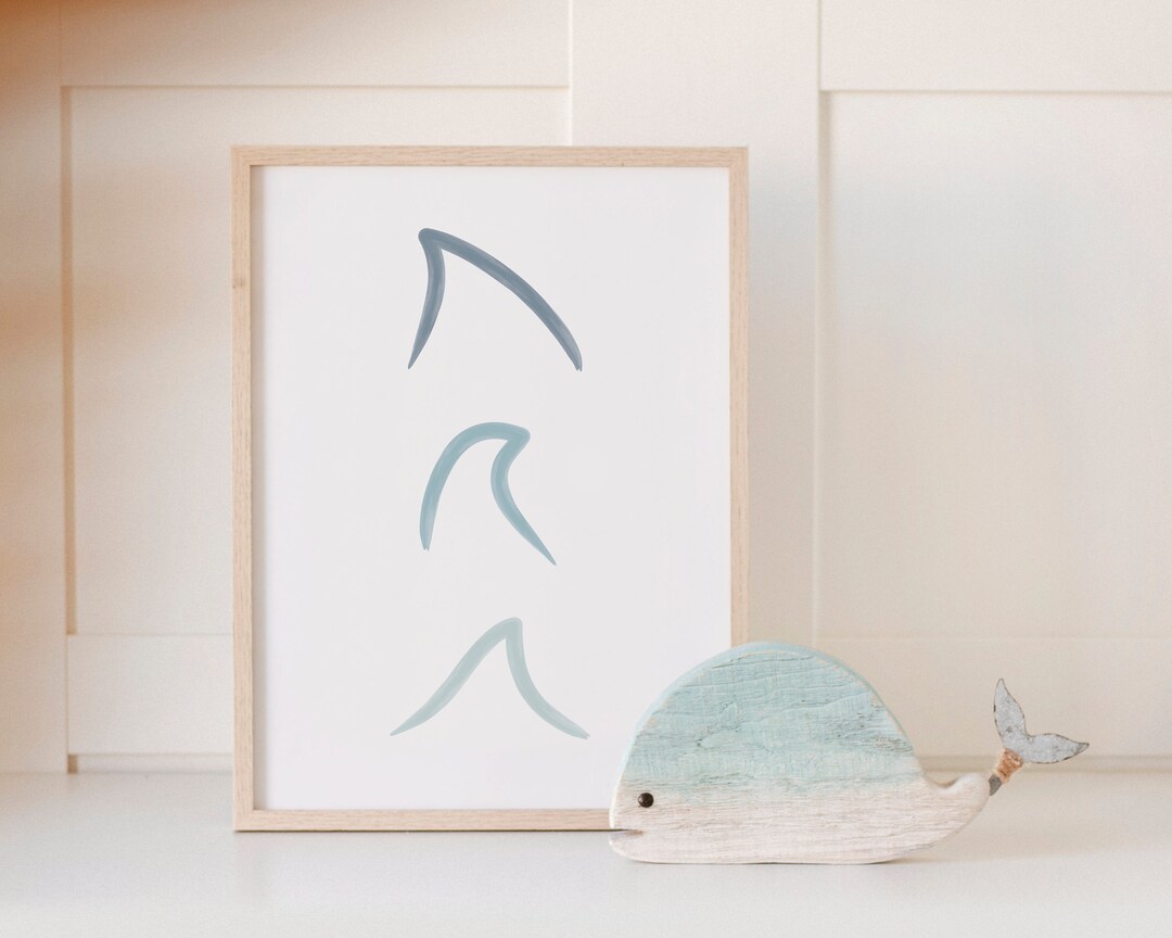 Blue Fins Nursery Print, Coastal Kids Room Wall Art, PRINTABLE ...