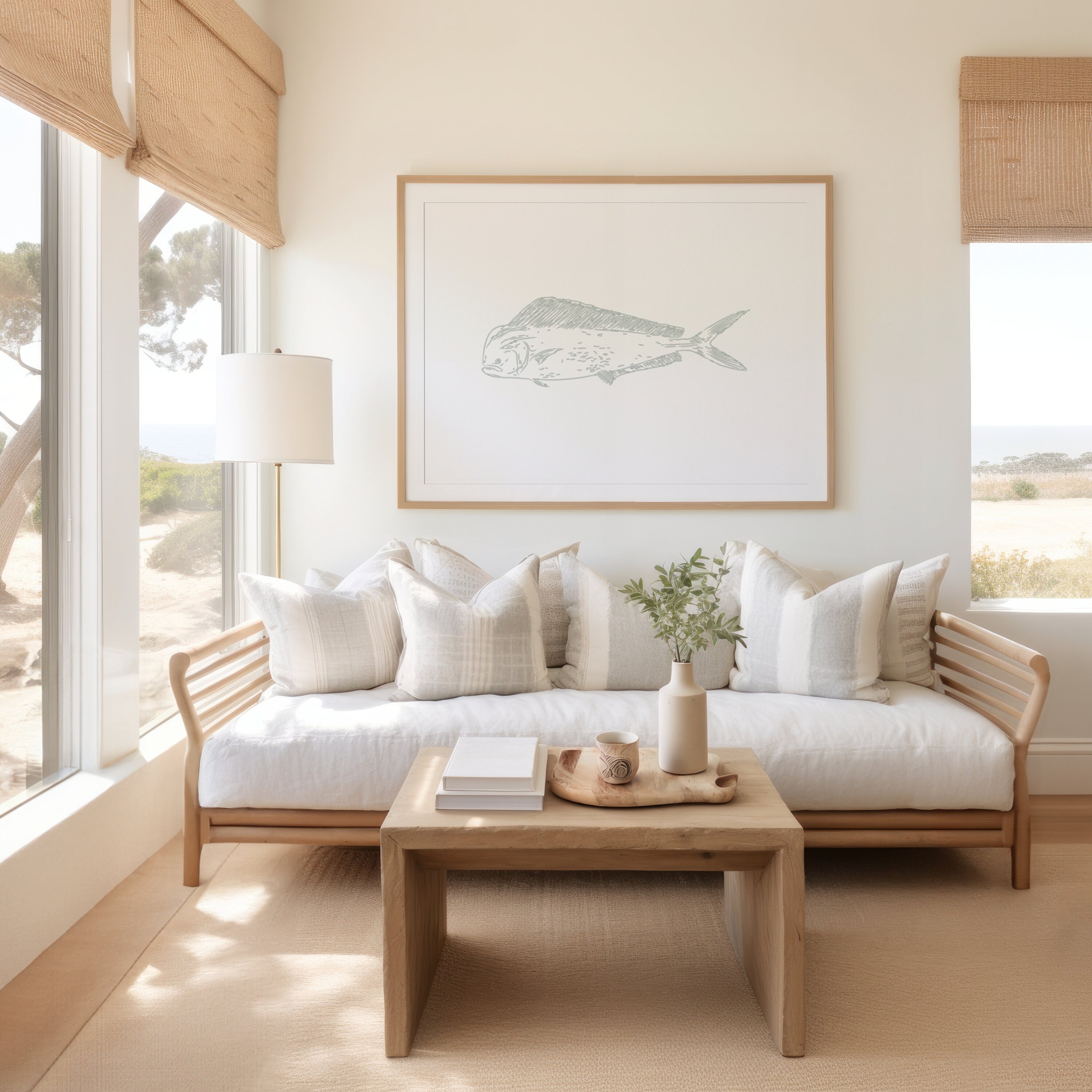 Mahi Mahi Wall Art, Gifts for Dad, Watercolor Line Art, Gifts for ...