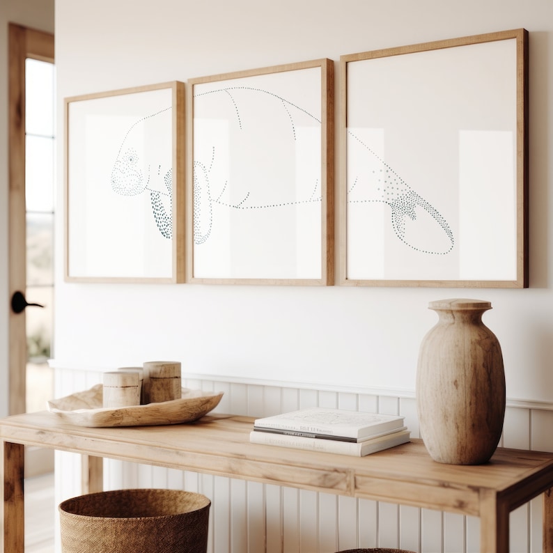 Florida Manatee Printable Wall Art, Modern Coastal Manatee Prints ...