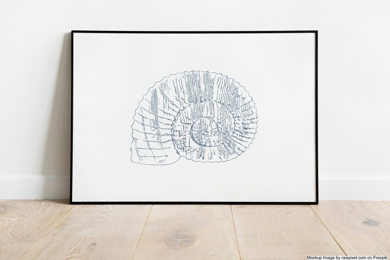 Printable Blue Shell Wall Art, Beach Themed Nursery Prints, Coastal ...