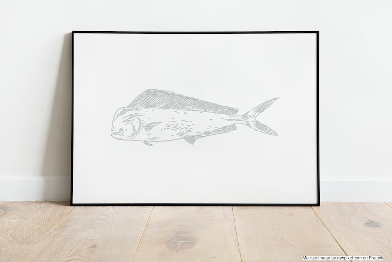 Mahi Mahi Wall Art, Gifts for Dad, Watercolor Line Art, Gifts for ...