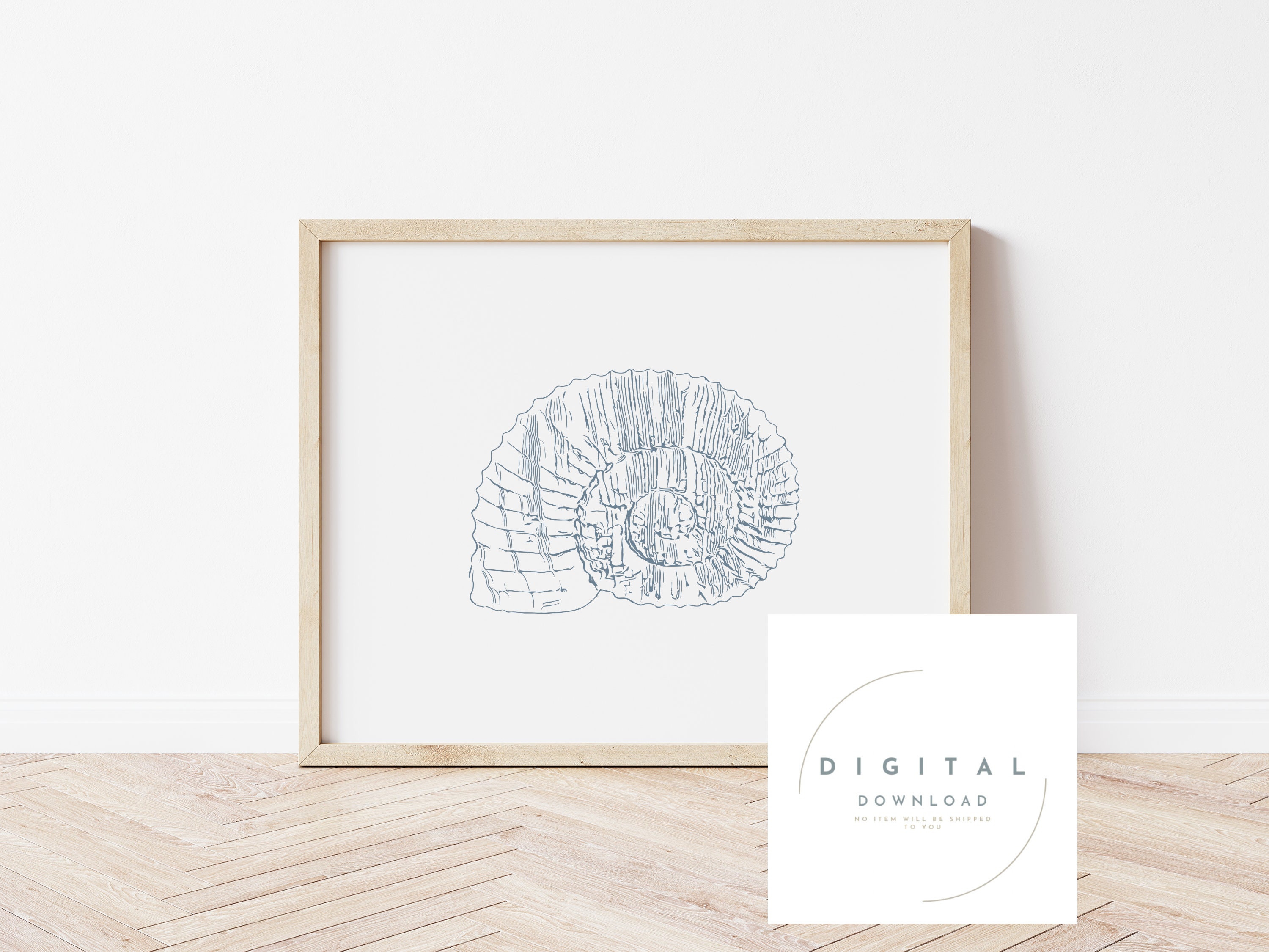 Printable Blue Shell Wall Art, Beach Themed Nursery Prints, Coastal ...