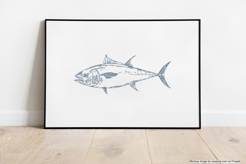 Tuna Wall Art, PRINTABLE Tuna Fish Art, Gift for Fishermen, Bluefin ...