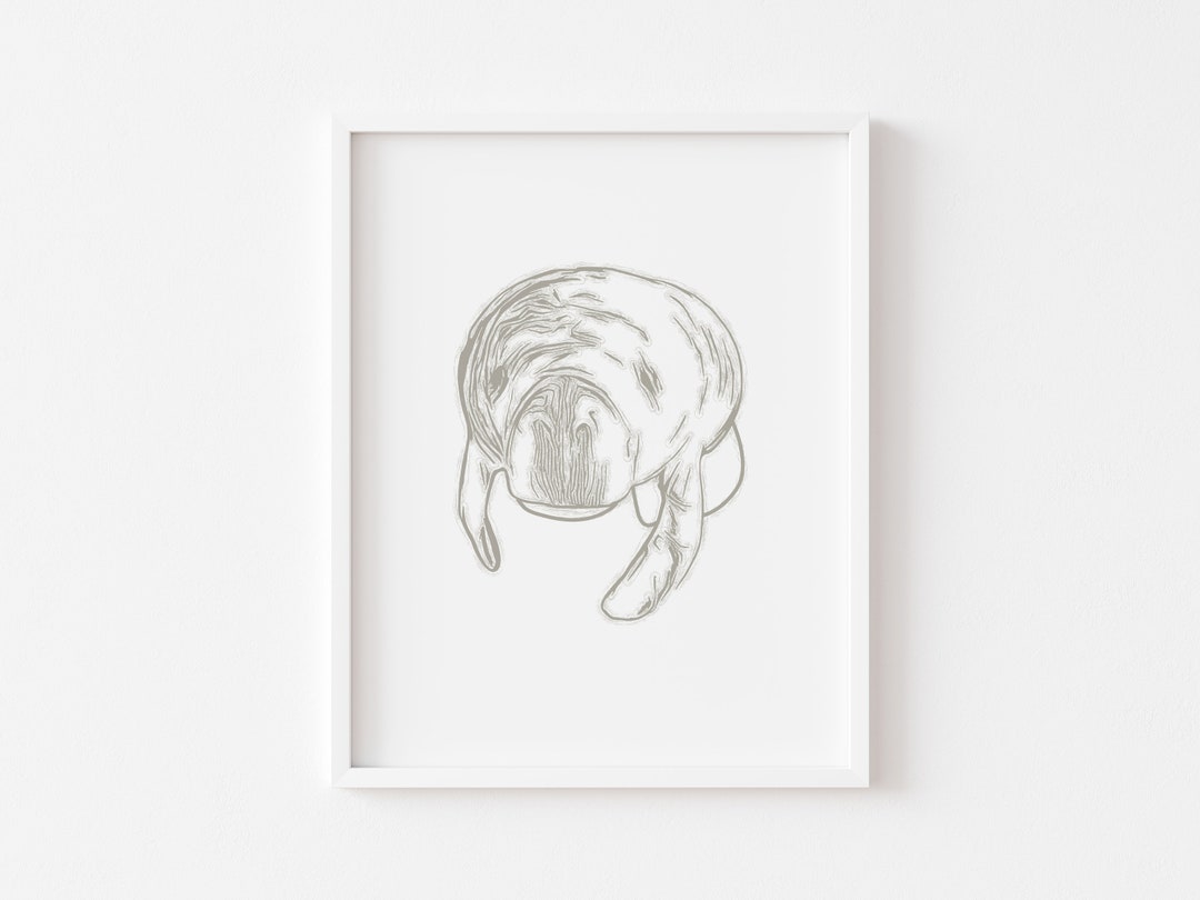 Neutral Manatee Wall Art, Coastal Home Decor, Florida Manatees ...