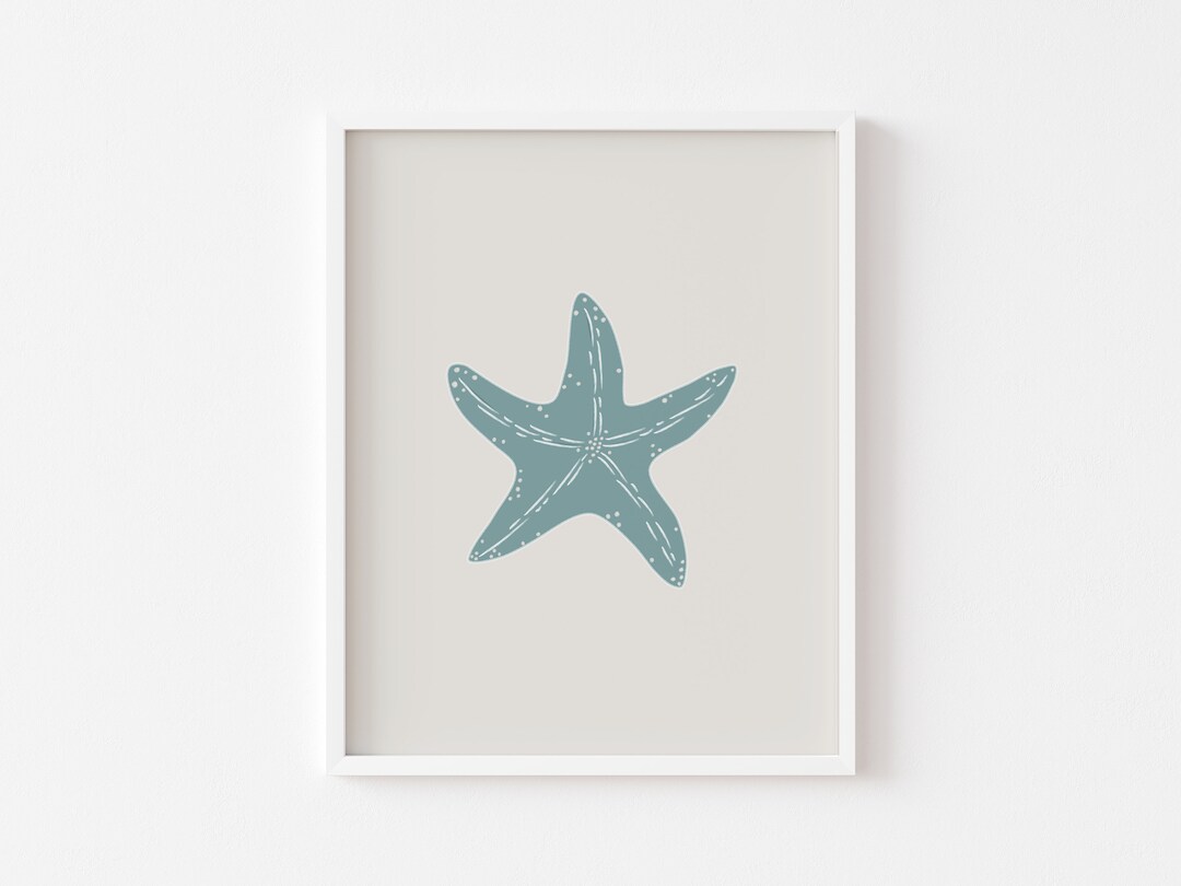 Printable Starfish Nursery Wall Art, Blue Starfish Print, Kids Room ...