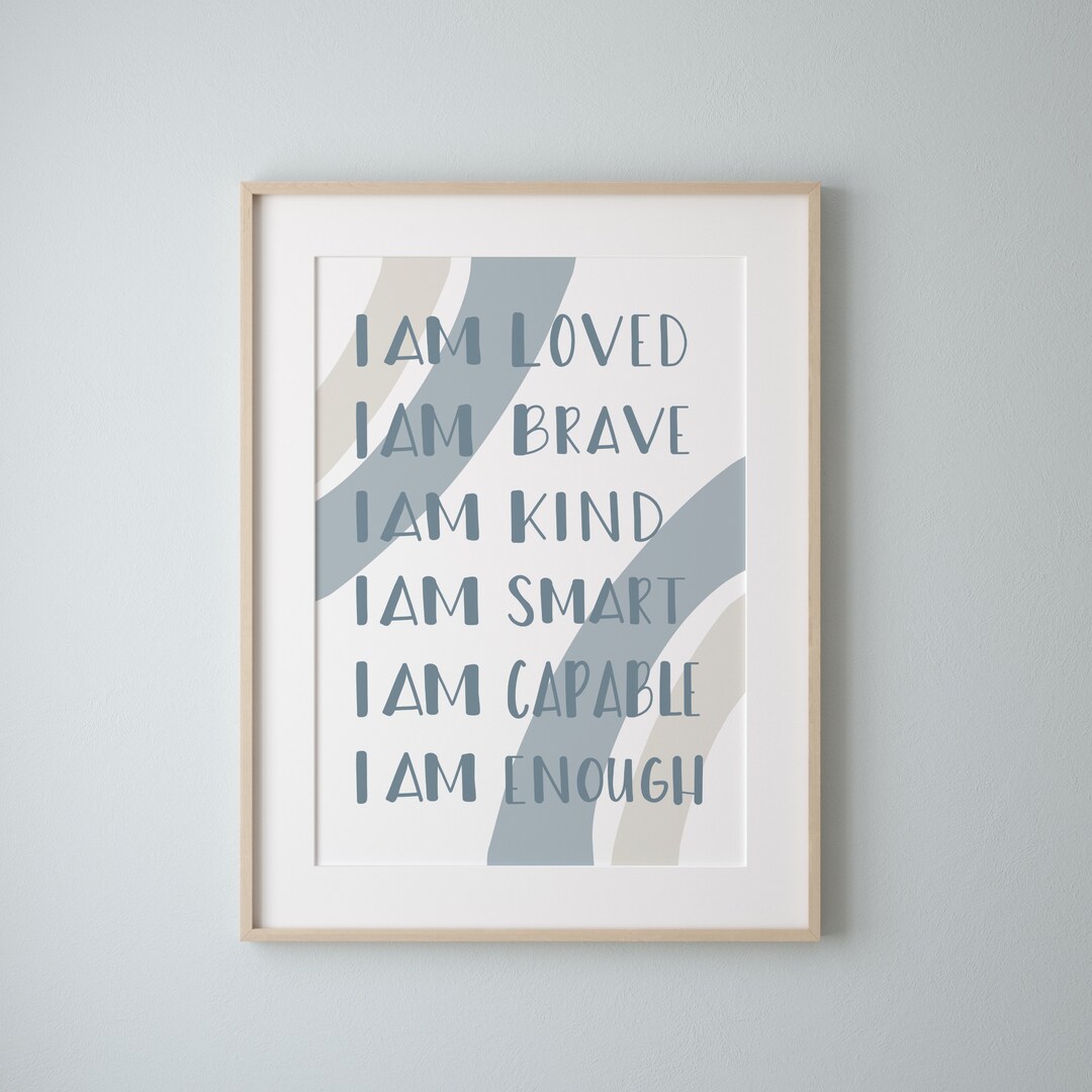 Blue Affirmation Print, Kids Affirmation Wall Art, Boys Positivity ...