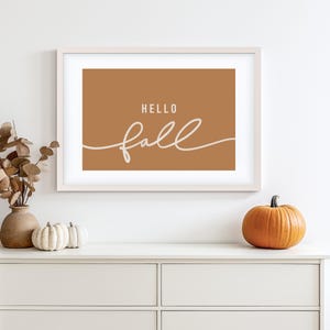 Hello Fall Print, PRINTABLE Fall Wall Art, Farmhouse Fall Decor, Autumn ...