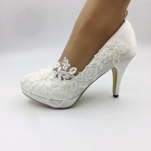 Lady Lace Flower Shoes Lace Wedding Shoes Bridal High Heel - Etsy