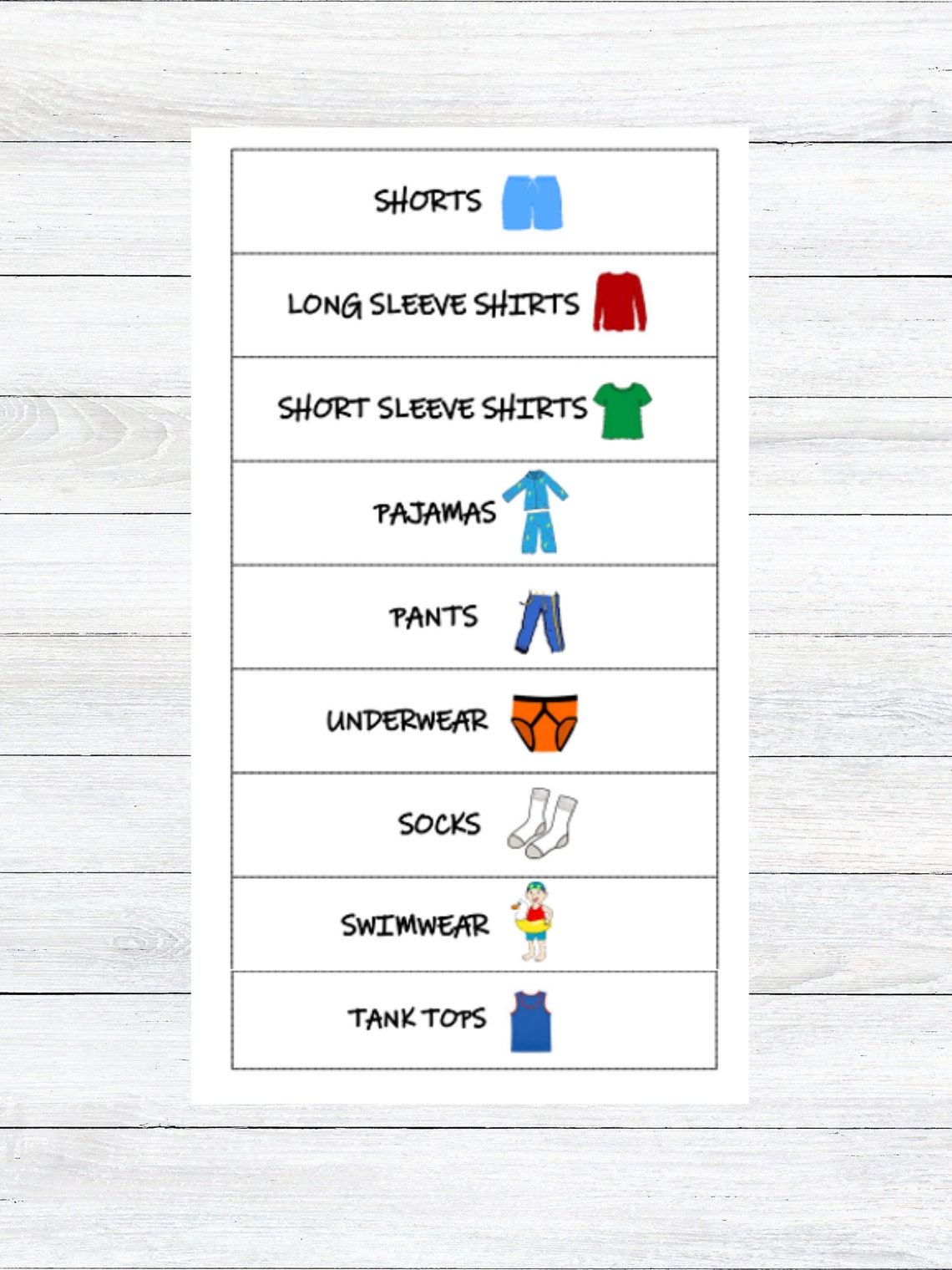 Printable Drawer Labels for Kids Clothes - Etsy
