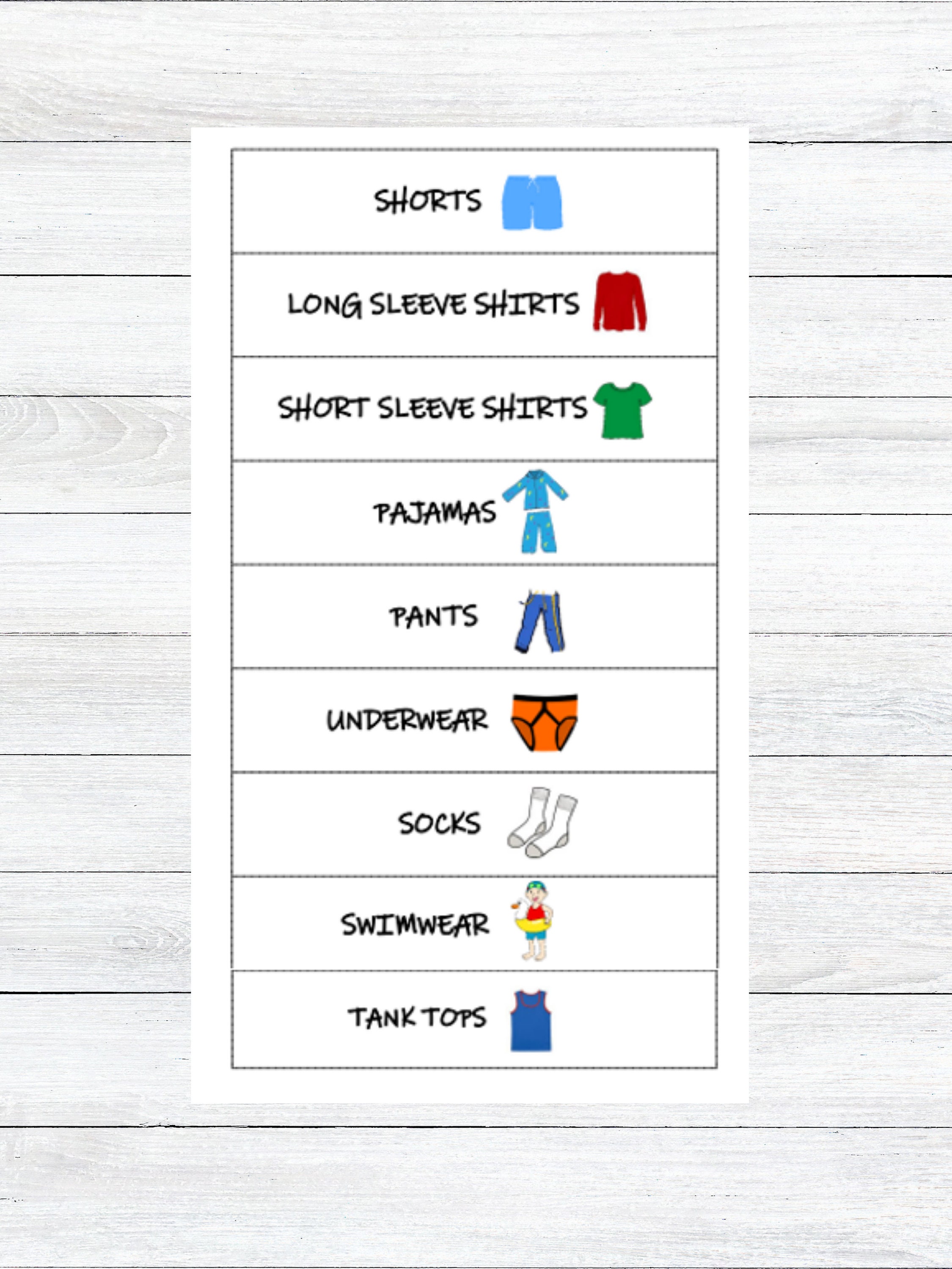 Printable Drawer Labels for Kids Clothes - Etsy
