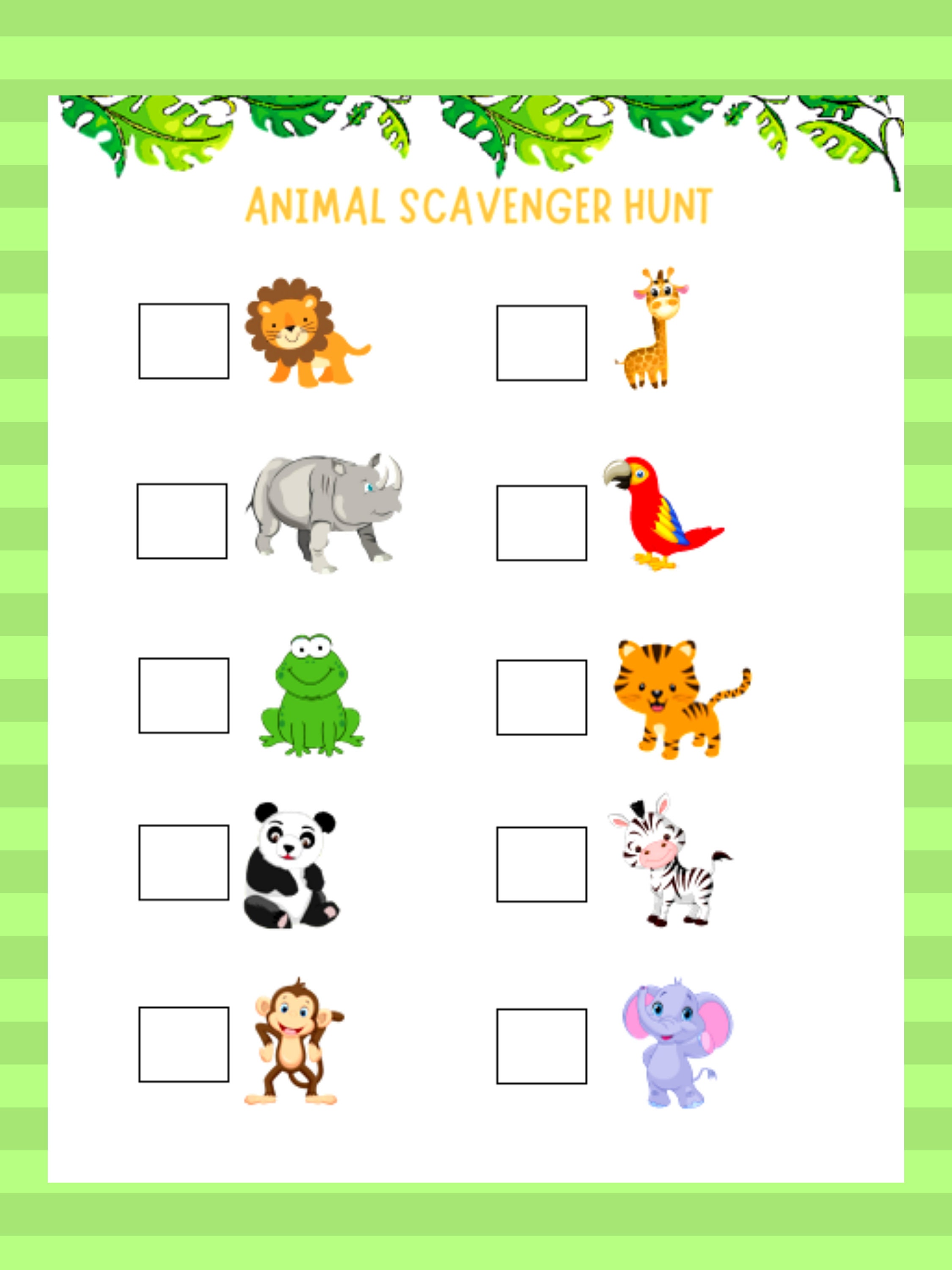 Animal Scavenger Hunt for Kids - Etsy