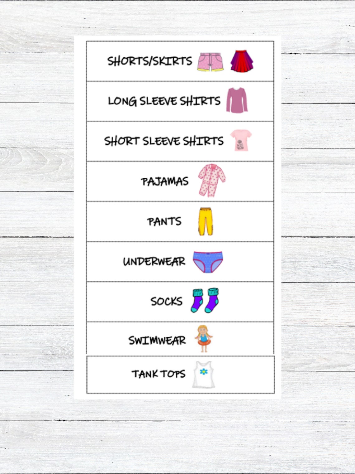 Printable Drawer Labels for Kids Clothes - Etsy