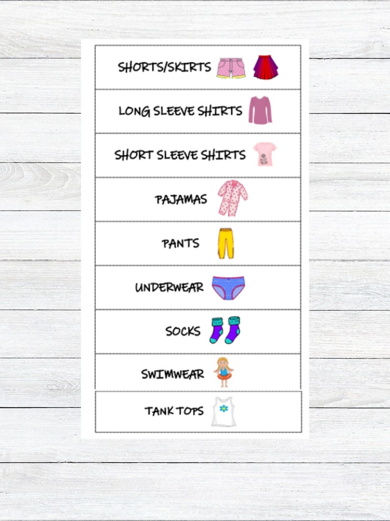 Printable Drawer Labels for Kids Clothes - Etsy