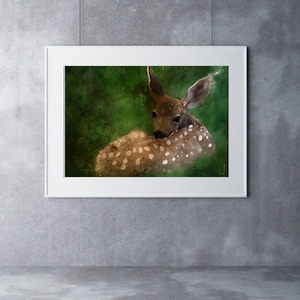 Fawn Art Print, Deer Art, Fawn Art, Art Print, Deer Animal Art, Fawn ...