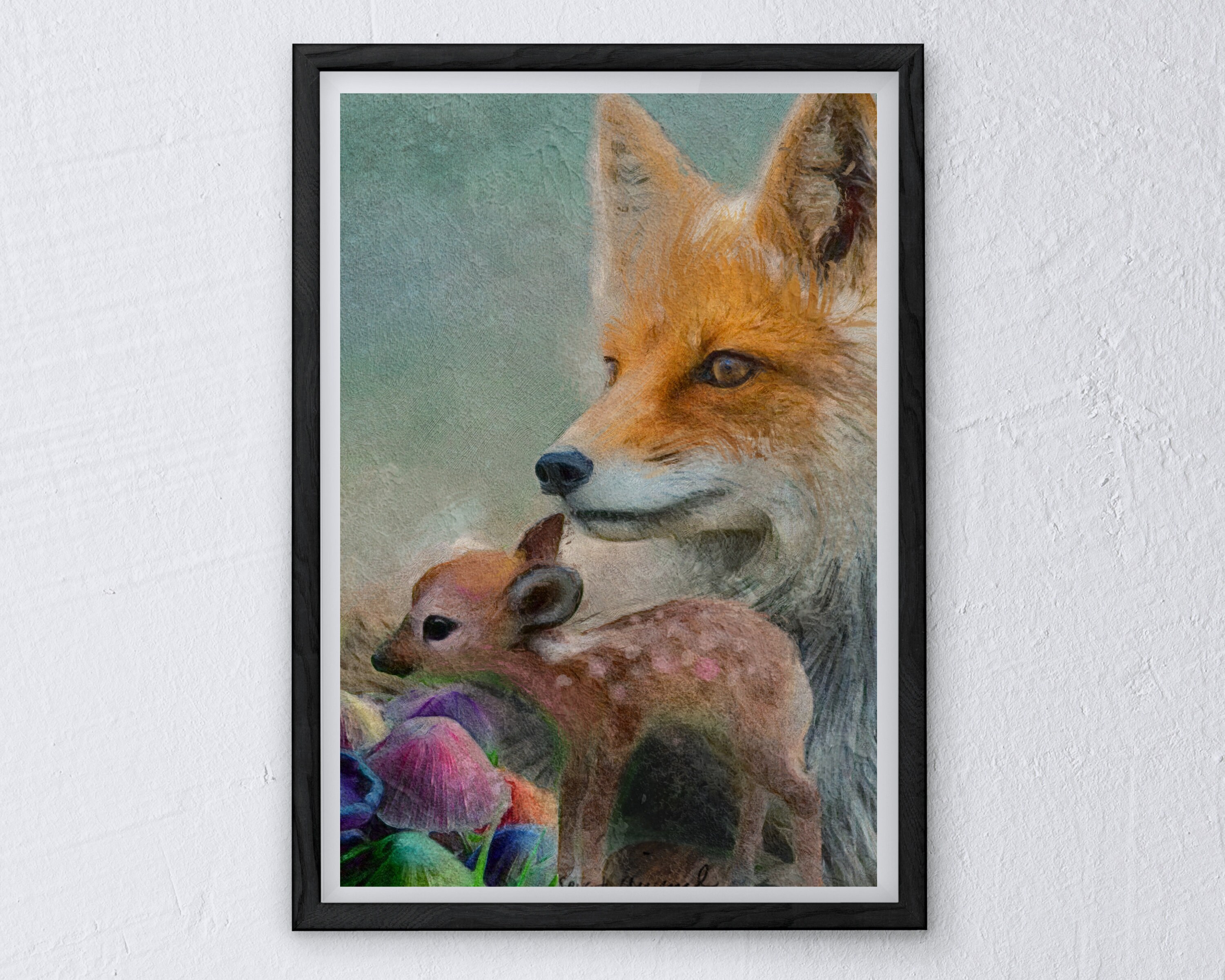 Fox Art Print Deer Art Fawn Print Fawn Art Fox Art Fox | Etsy