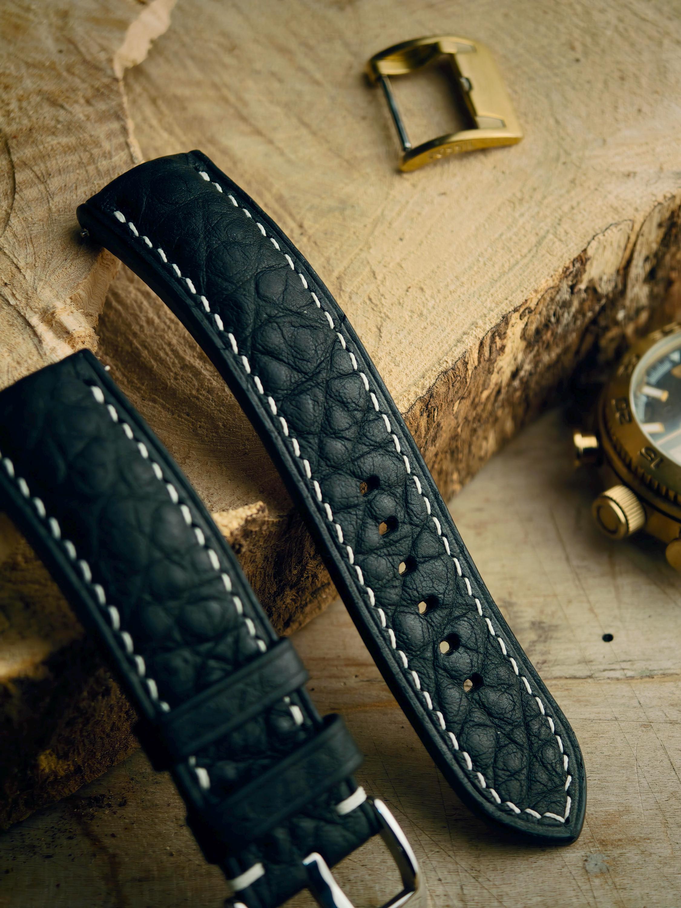 Black Bison Leather Watch Strap – Custom Size - Etsy