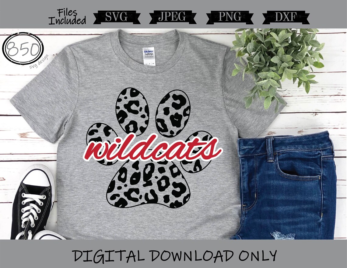 Wildcats Paw Print Leopard Mascot SVG Dxf Png Jpg - Etsy