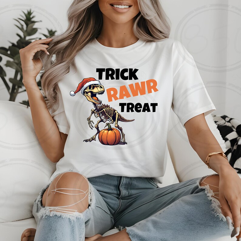 Trick Rawr Treat Dinosaur Halloween PNG Sublimation Fall Halloween Digital Design Cute Elegant ...