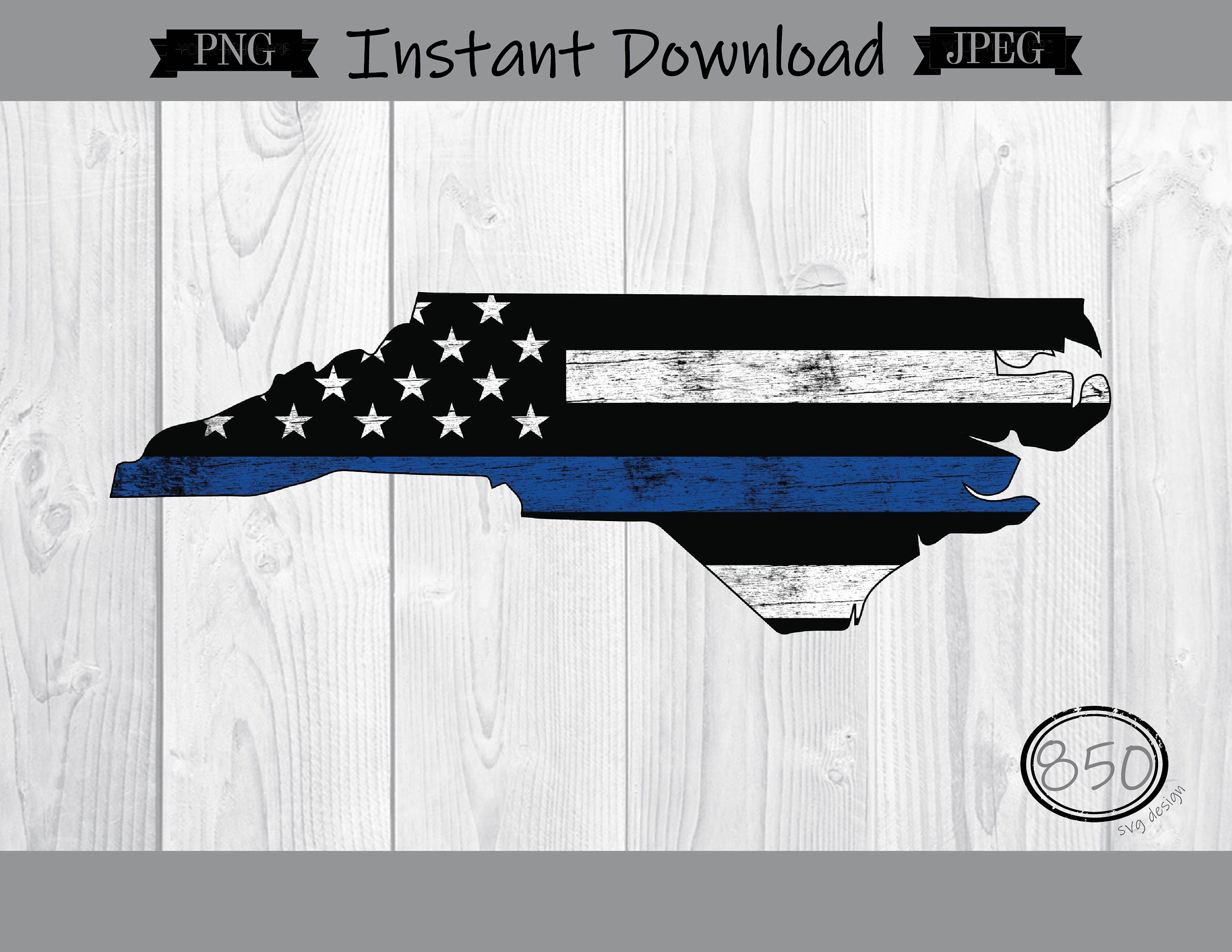 North Carolina PNG Thin Blue Line Back the Blue Police - Etsy