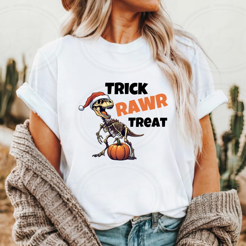 Trick Rawr Treat Dinosaur Halloween PNG Sublimation Fall Halloween Digital Design Cute Elegant ...