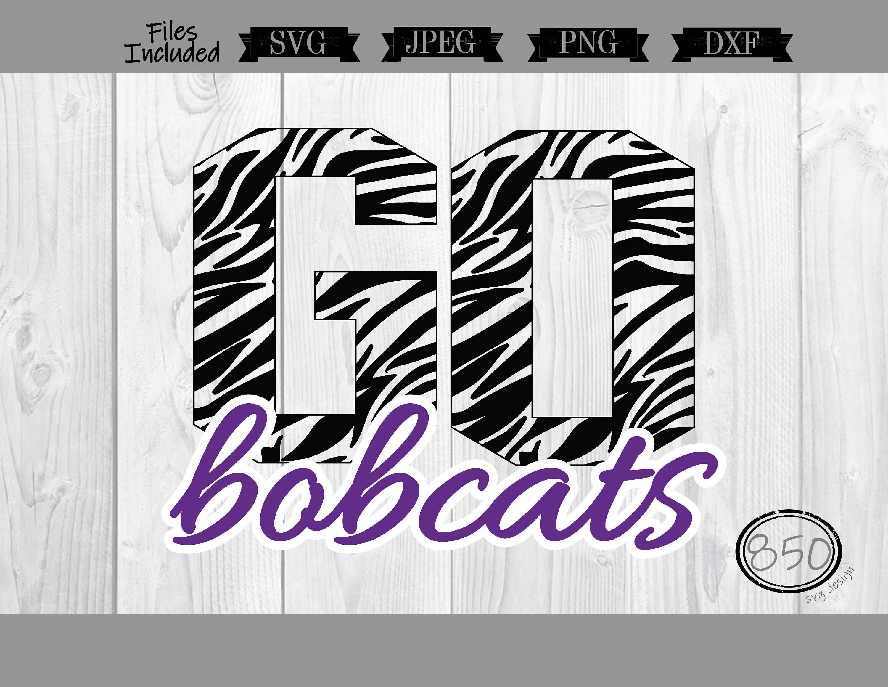 Go Bobcats Zebra Print Mascot SVG Dxf Png Jpg - Etsy