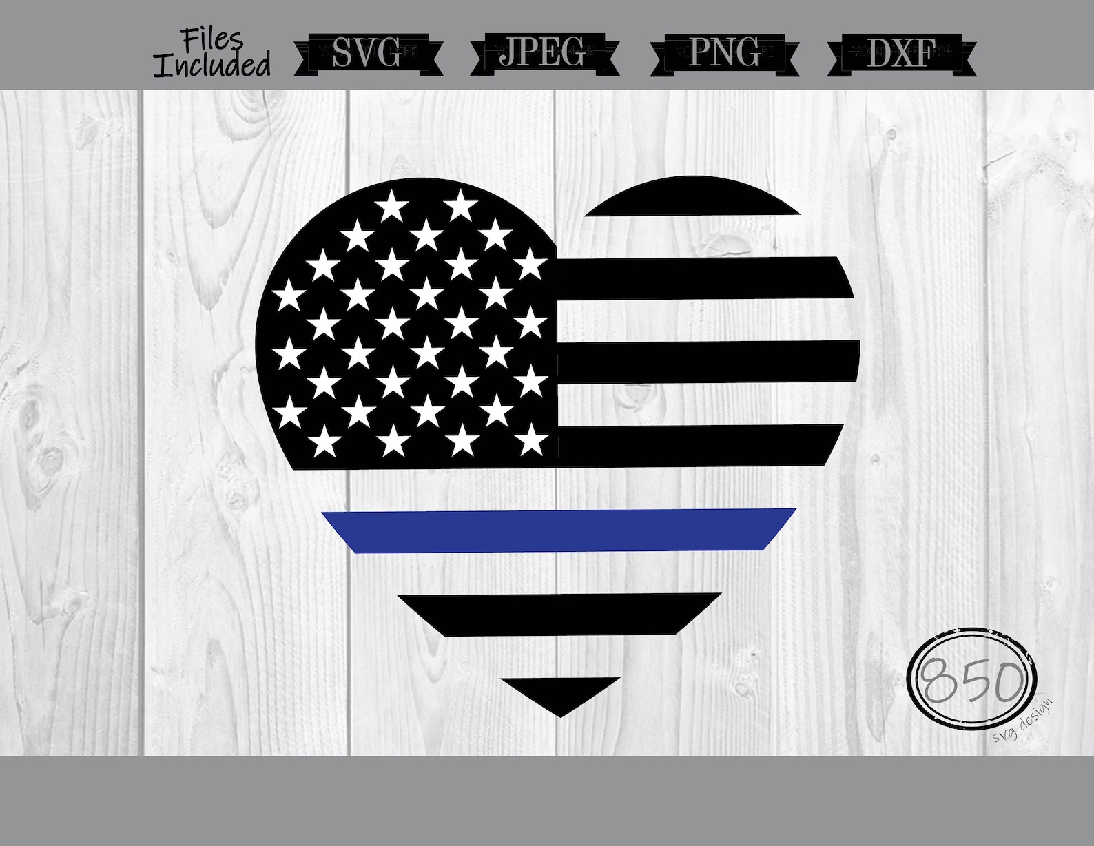 Thin Blue Line Police Heart SVG Dxf Png Jpg - Etsy