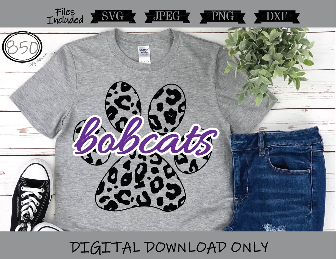 Bobcats Paw Print Leopard Mascot SVG Dxf Png Jpg - Etsy