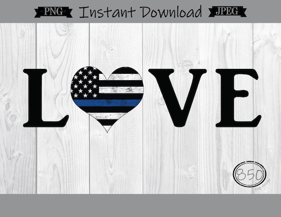 Police Love PNG Police Heart Thin Blue Line Heart Love | Etsy