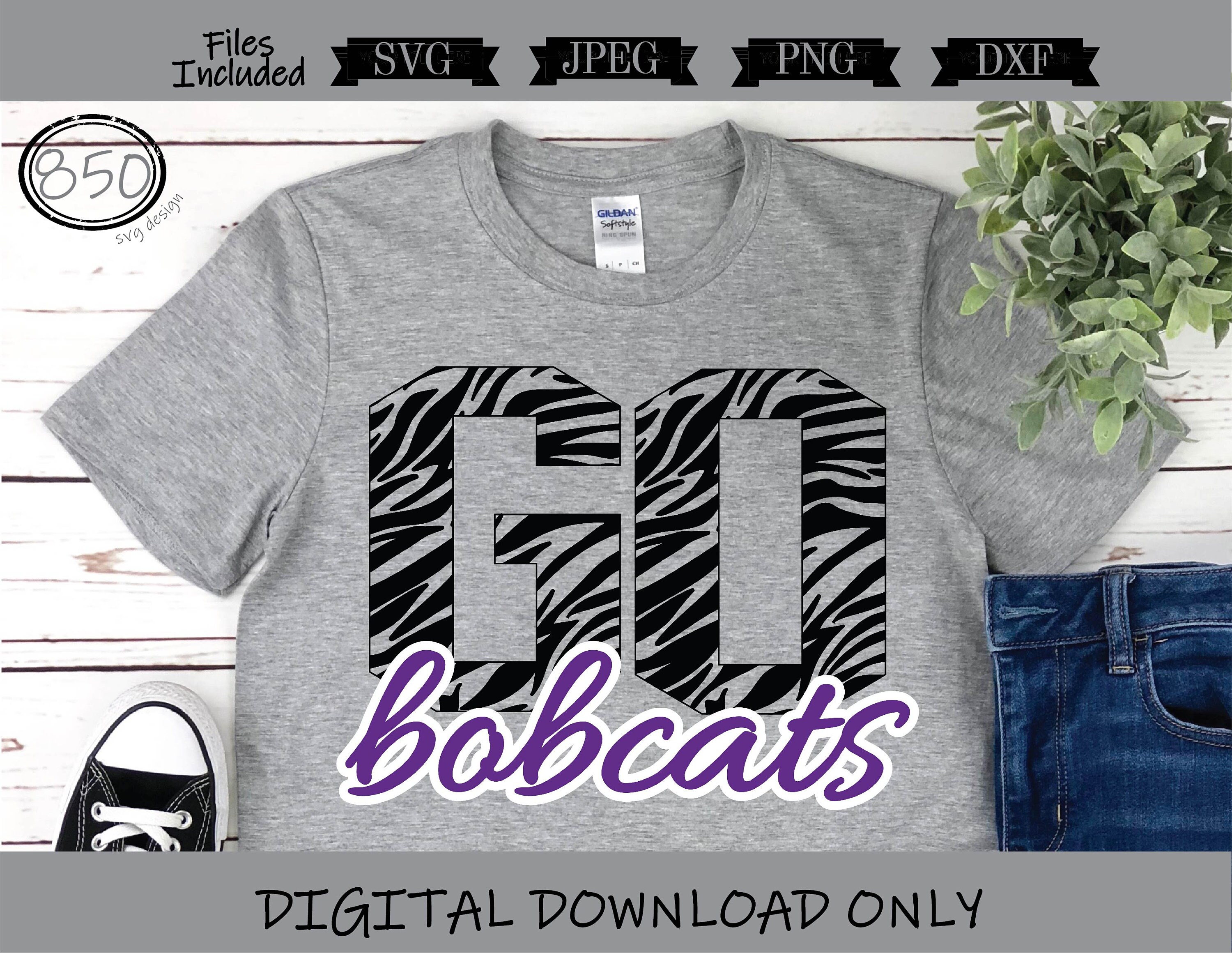 Go Bobcats Zebra Print Mascot SVG Dxf Png Jpg - Etsy
