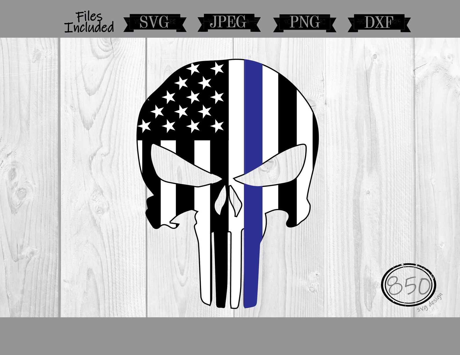 Thin Blue Line Flag Skull Svg Skull Clipart Back the Blue Blue Lives ...